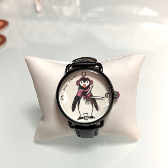 Betsey Johnson | Accessories | Betsey Johnson Penguin Face Black Watch ...
